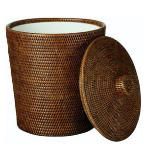 OKA | Accents | Nwtoka Lined Rattan Basket With Lidbrown | Poshmark